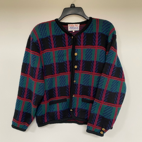 Tally Ho | Sweaters | Vintage Tally Ho Sweater Cardigan L Plaid Green ...
